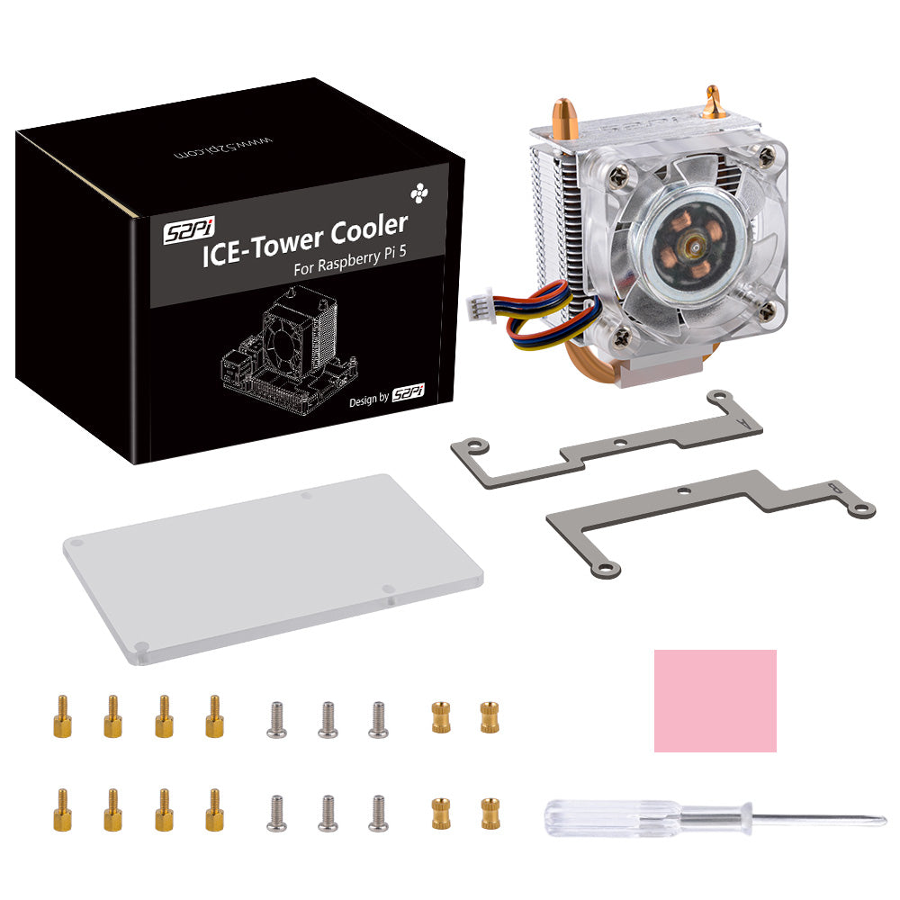 Raspberry Pi 4 B / 3B+ ICE Tower CPU RGB LED Light Cooling Fan – 52Pi Store