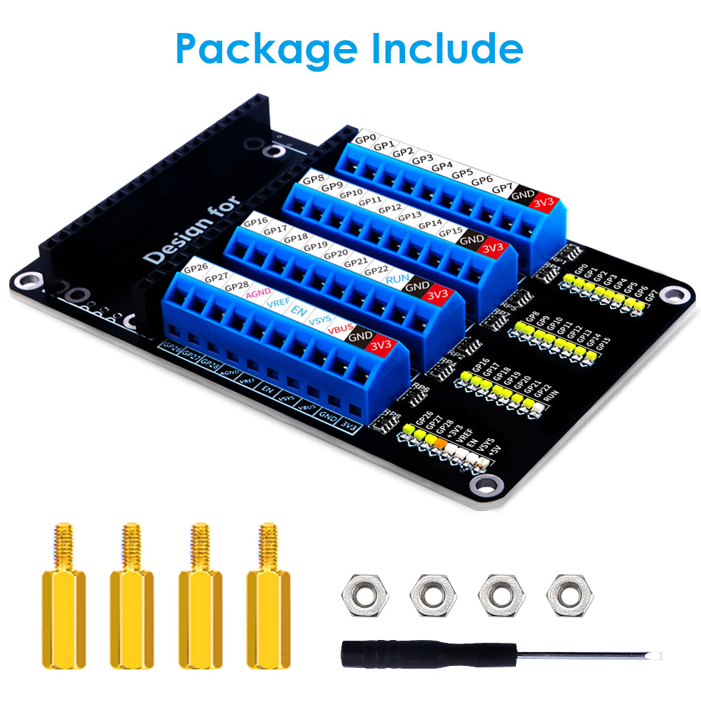 52Pi Screw Terminal Expansion Board for Raspberry Pi Pico/Pico W, Scre – 52Pi Store