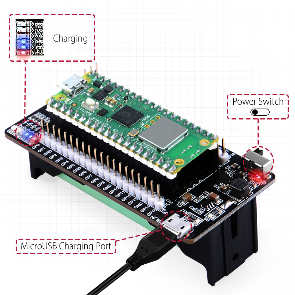 52pi Raspberry Pi Pico Wh Iot Starter Kit With Soldered Header Pin Up