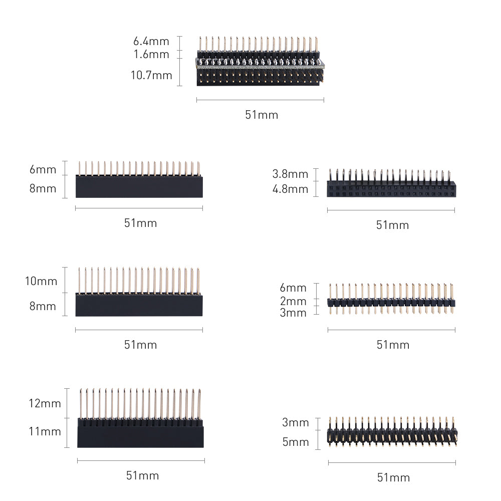 52pi 13pcs Raspberry Pi Gpio Header Gpio Edge Extension Single Row Fem