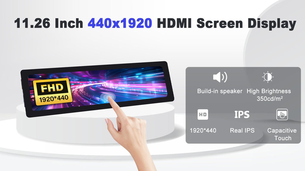 52Pi 11.26-inch Capacitive Touch Screen LCD 1920x440 HDMI IPS Display ...