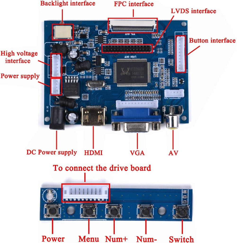 52Pi 7 inch 1024 x 600 HDMI Screen LCD Display with Driver Board Monit ...