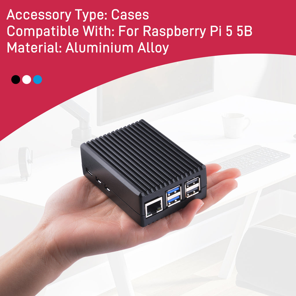 Aluminum Passive Cooling Case Black Enlosure Shell for Raspberry Pi 5 ...