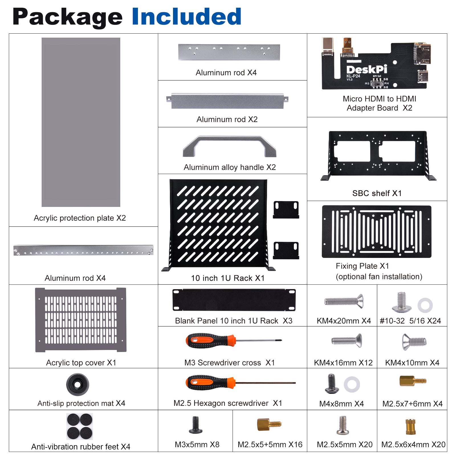 DeskPi RackMate 10 Inch 8U Server Cabinet, T1 Rackmount for Network, S ...