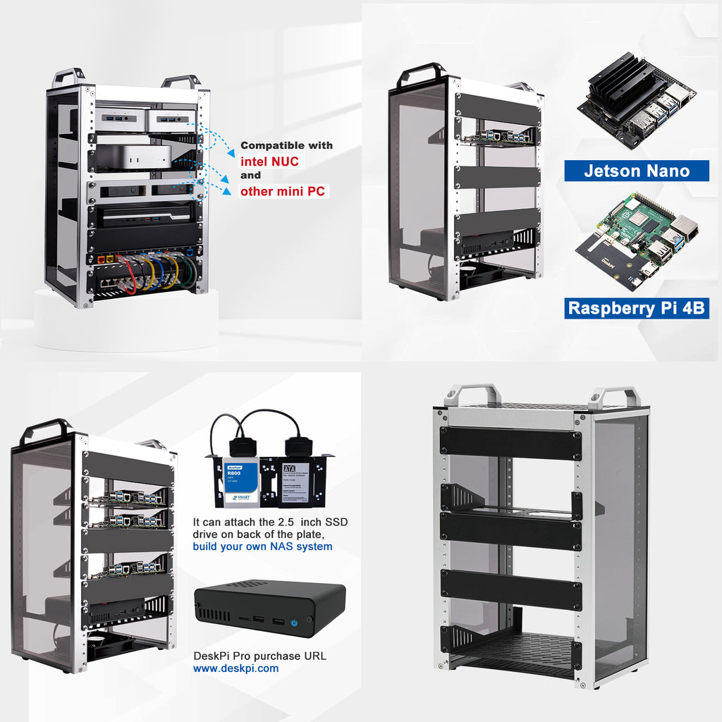 DeskPi RackMate 10 Inch 8U Server Cabinet, T1 Rackmount for Network, S ...