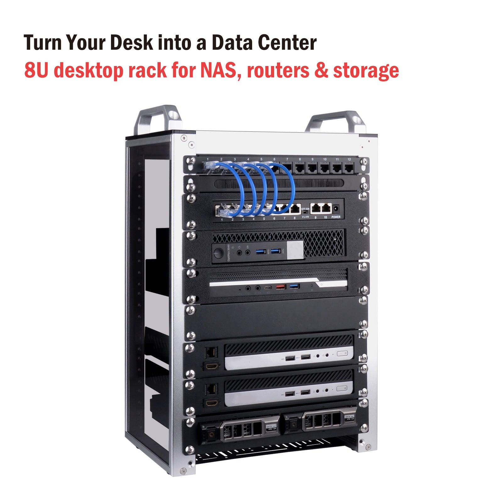 DeskPi RackMate 10 Inch 8U Server Cabinet, T1 Rackmount for Network, S ...