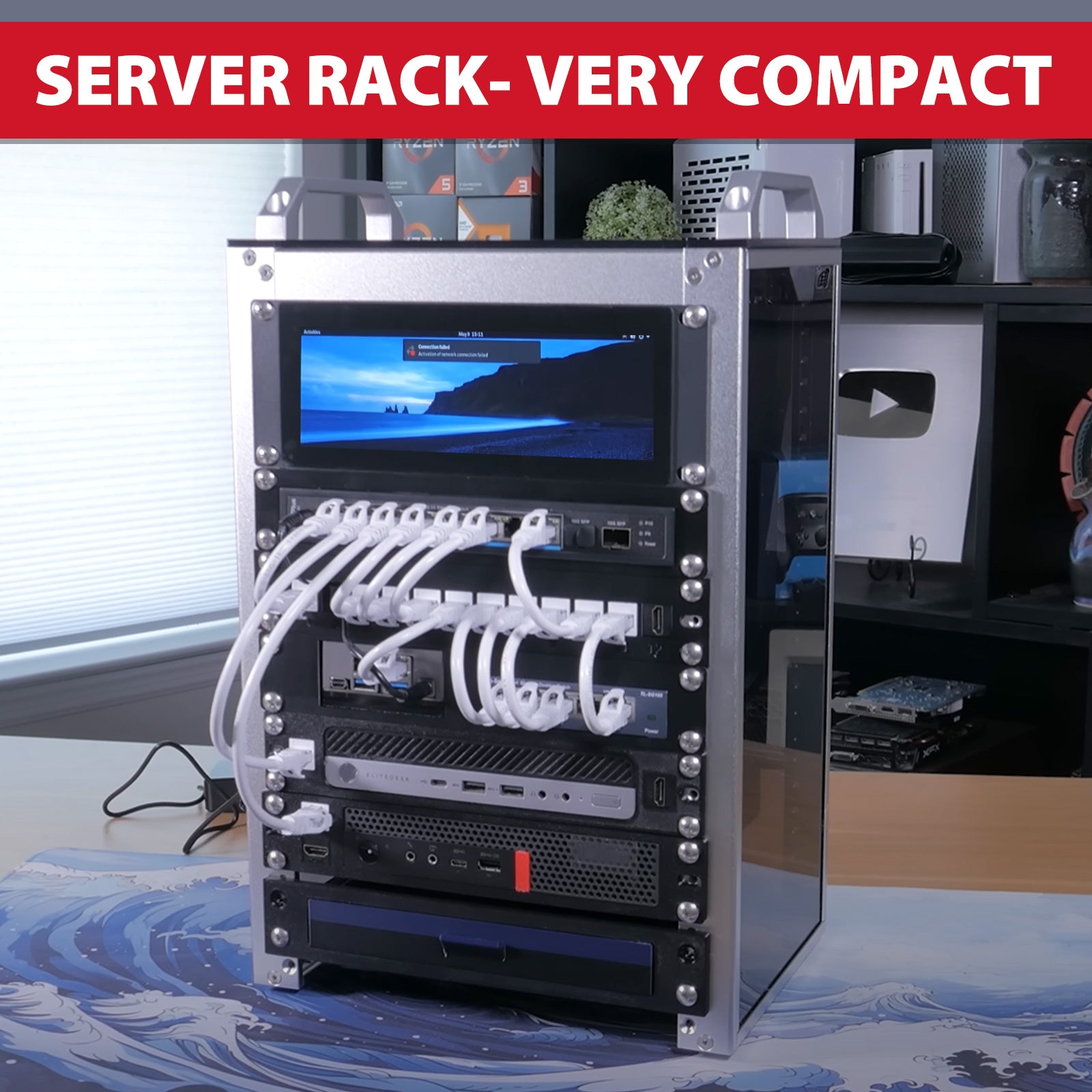 DeskPi RackMate 10 Inch 8U Server Cabinet, T1 Rackmount for Network, S ...