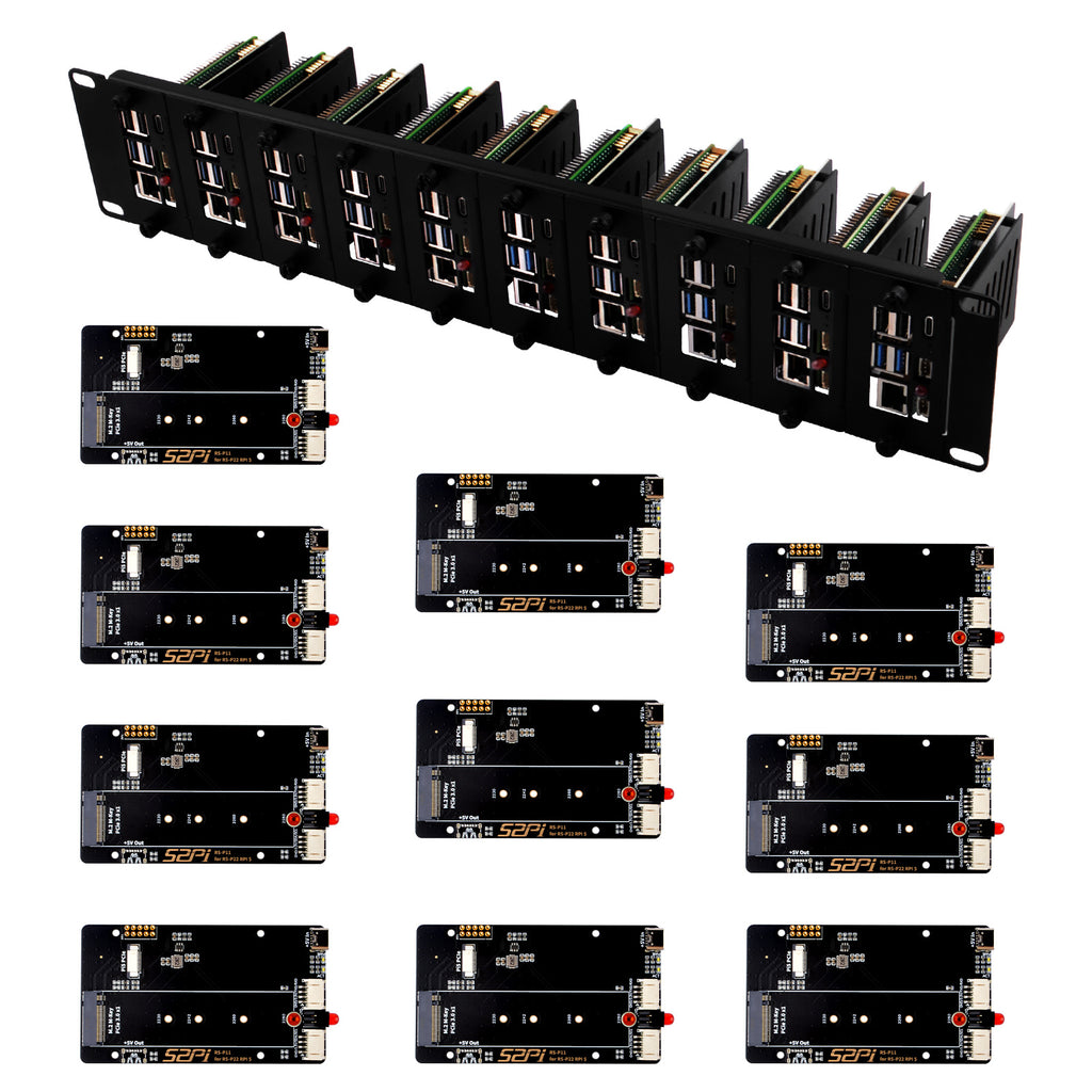 52Pi 19 Inch 2U Rack Mount for Raspberry Pi5 with 10 PCIE NVME Expansi ...