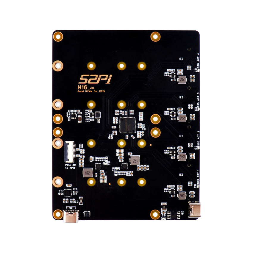 52Pi N16 Quad NVMe expansion board for Raspberry Pi 5, Support M.2 NVM ...