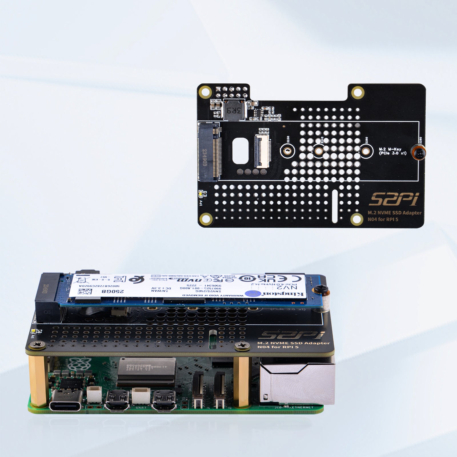 52Pi N04 M.2 NVMe to PCIe Adapter for Raspberry Pi 5, Support M.2 NVMe ...
