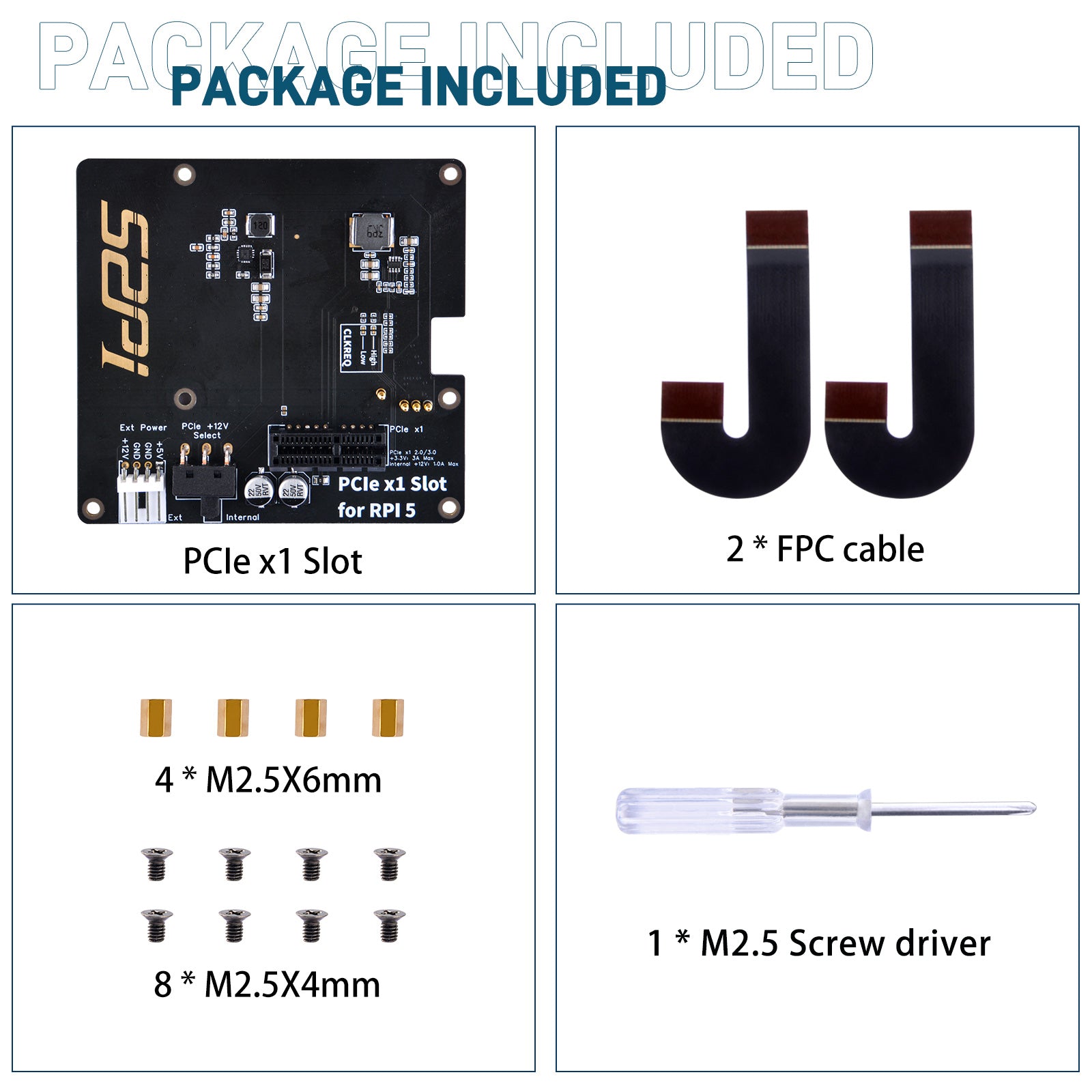52Pi P02 PCIe Slot for Raspberry Pi 5, Pi 5's PCIe to PCIe x1 slot, Su ...
