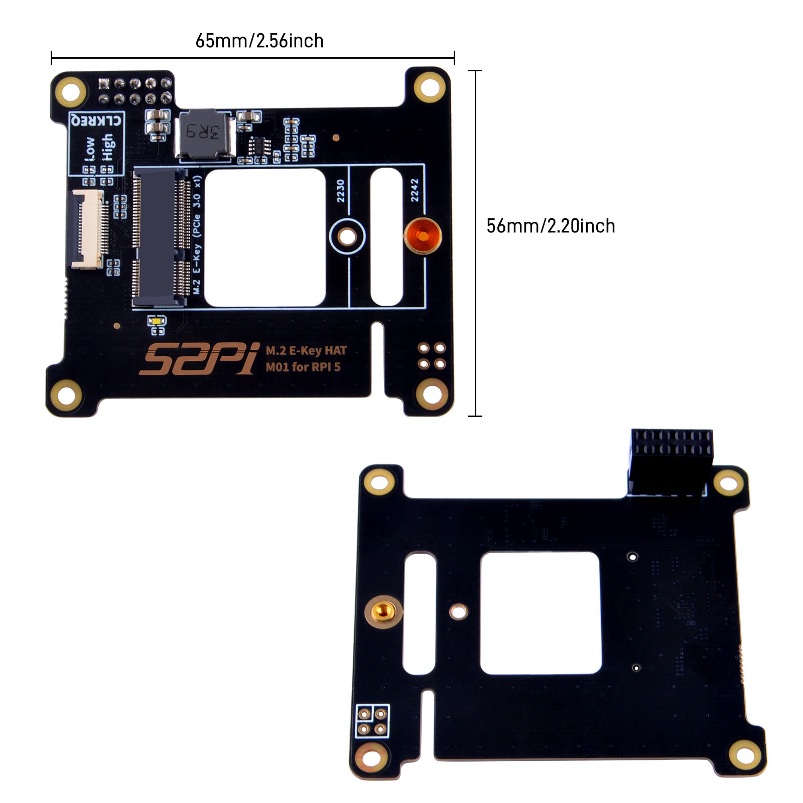 52Pi M01 PCIe M.2 E-Key NVMe SSD PCIe Peripheral Board for Raspberry P ...