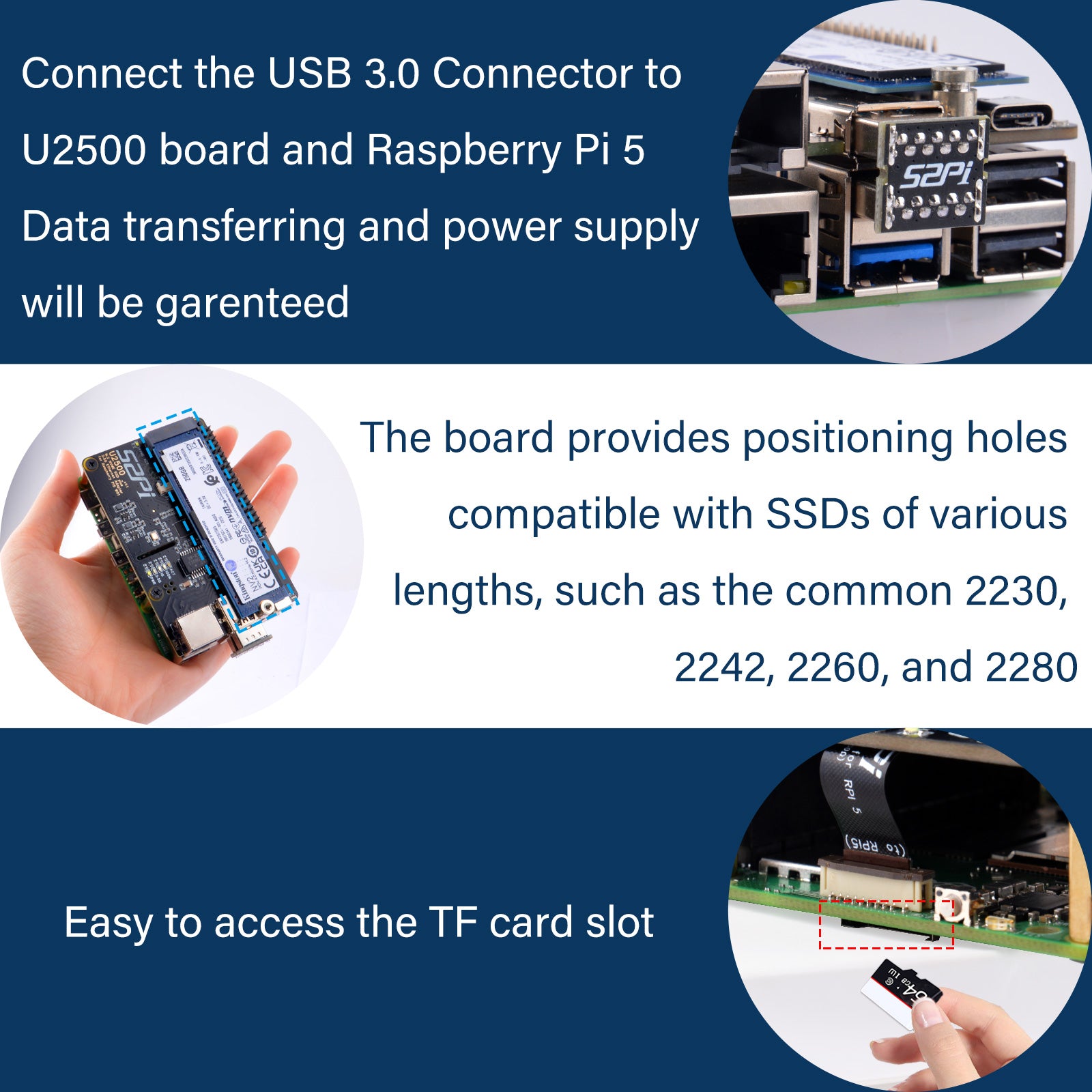 52Pi M.2 NVMe SSD Plus 2.5G Ethernet Adapter for Raspberry Pi 5, W01 U ...