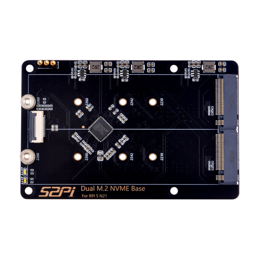 52Pi N21 Dual 2280 NVMe base for Raspberry Pi 5, Supprt two 2230/2242 ...