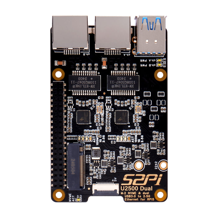 52Pi U2500 Dual M.2 NVME USB3.0 To 2.5g Ethernet For Raspberry Pi 5, S ...