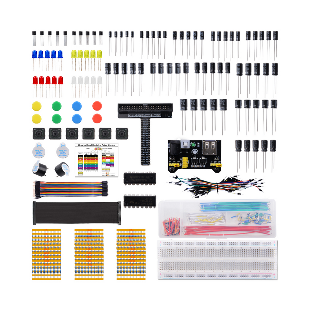 52Pi Electronic Component Kit Resistors Inductors Diodes Transistors L ...