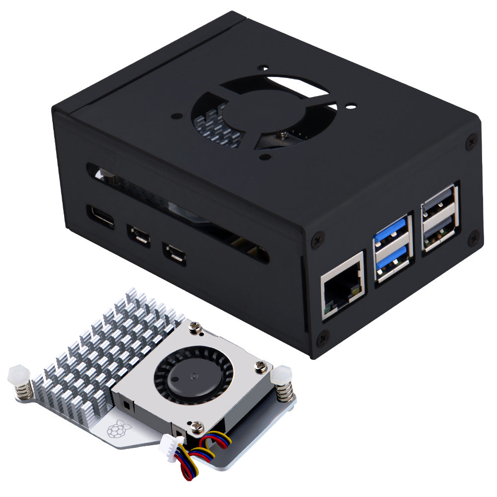 52Pi Raspberry Pi 5 Metal Case with Cooling Fan and Heatsinks Support ...