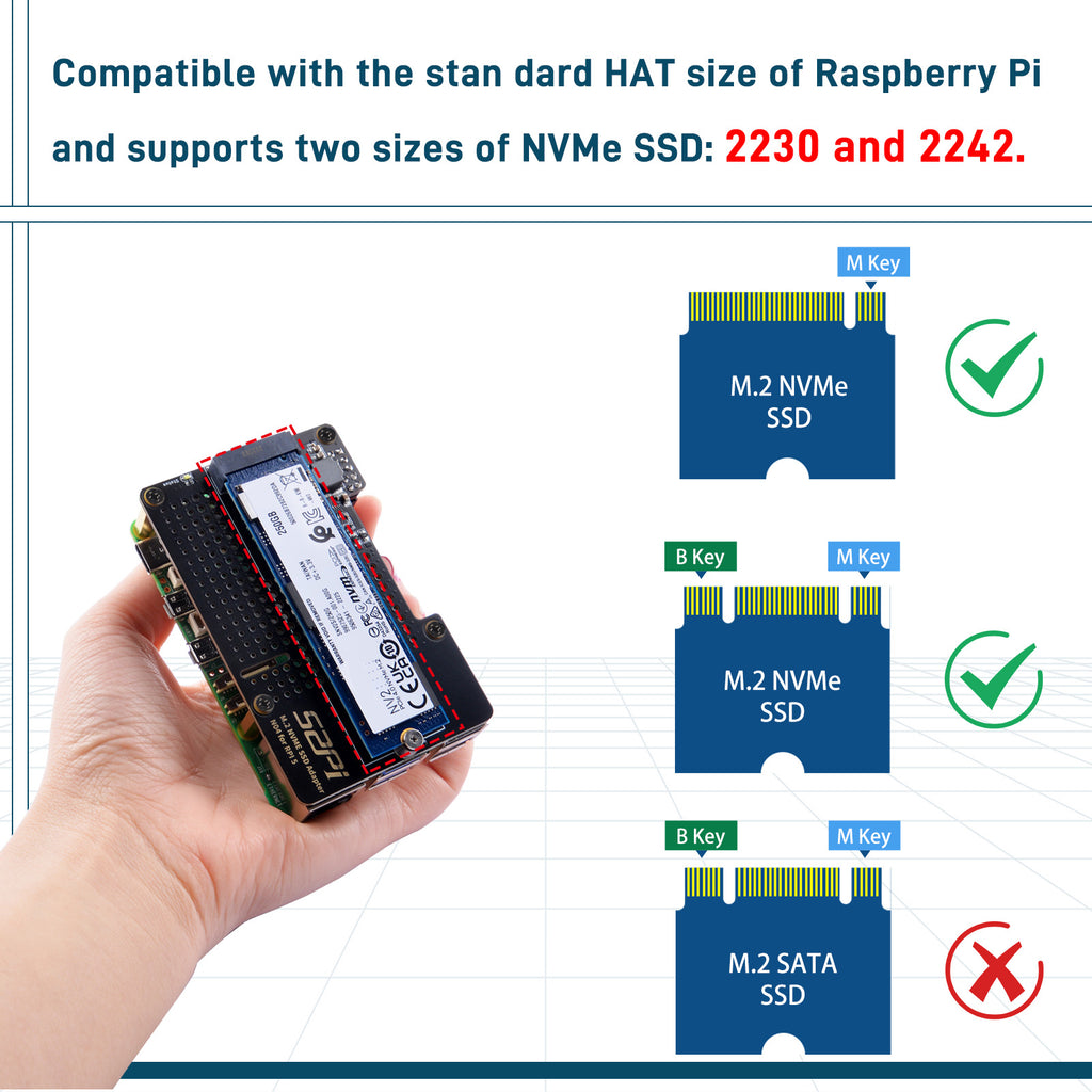 52Pi N04 M.2 2280 PCIe To NVMe Top Extension Adapter Board with Metal ...