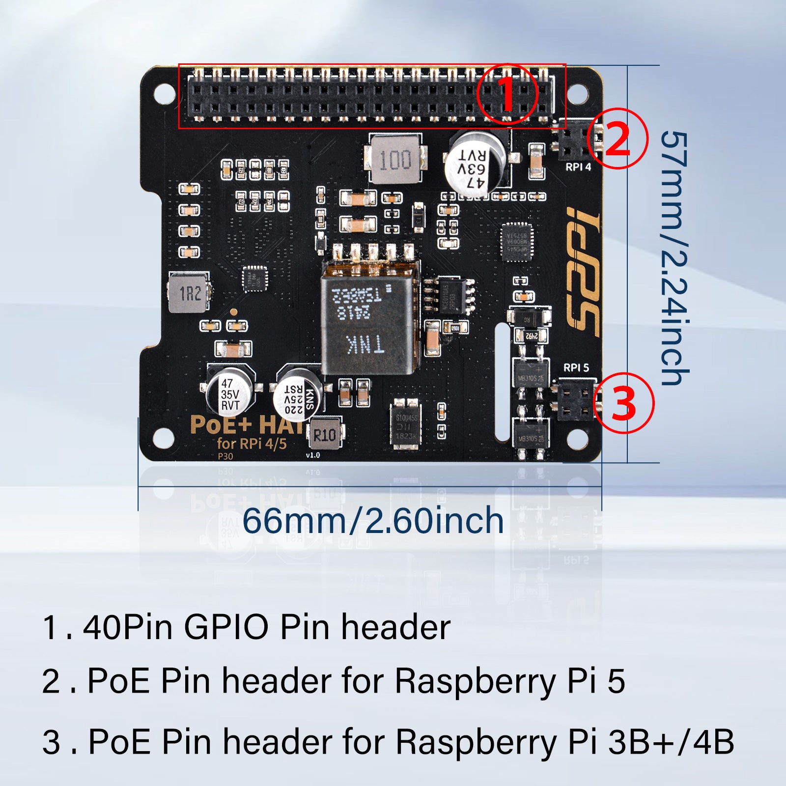 52Pi P30 PoE+ HAT for Raspberry Pi 5, with Official Pi 5 Active Cooler ...