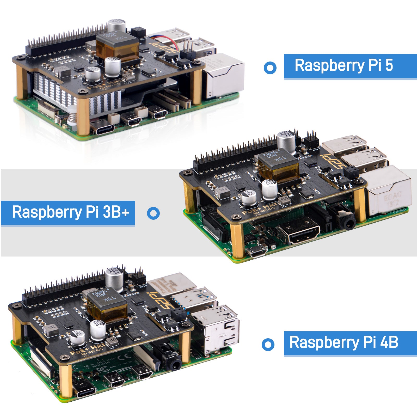 52Pi P30 PoE+ HAT for Raspberry Pi 5, with Official Pi 5 Active Cooler ...