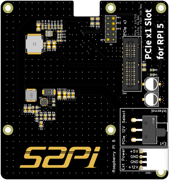 52Pi P02 PCIe Slot for Raspberry Pi 5, Pi 5's PCIe to PCIe x1 slot, Su ...
