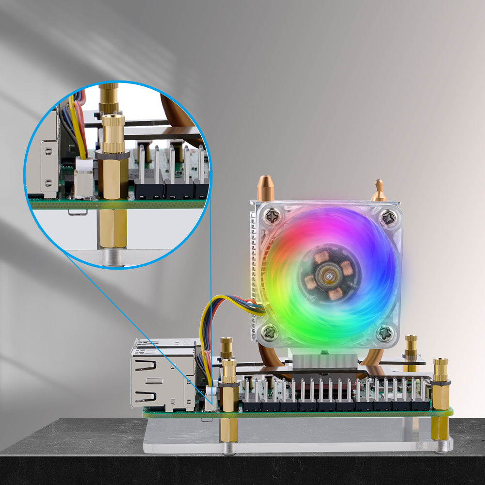 Raspberry Pi 4 B / 3B+ ICE Tower CPU RGB LED Light Cooling Fan – 52Pi Store