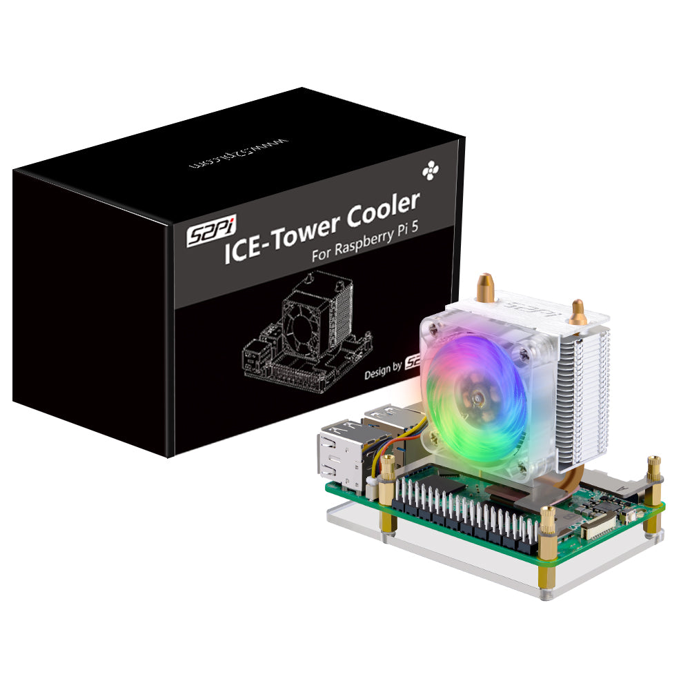Raspberry Pi 4 B / 3B+ ICE Tower CPU RGB LED Light Cooling Fan – 52Pi Store