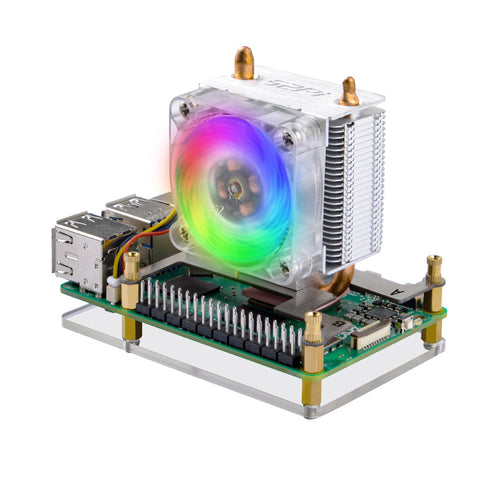 Raspberry Pi 4 B / 3B+ ICE Tower CPU RGB LED Light Cooling Fan – 52Pi Store