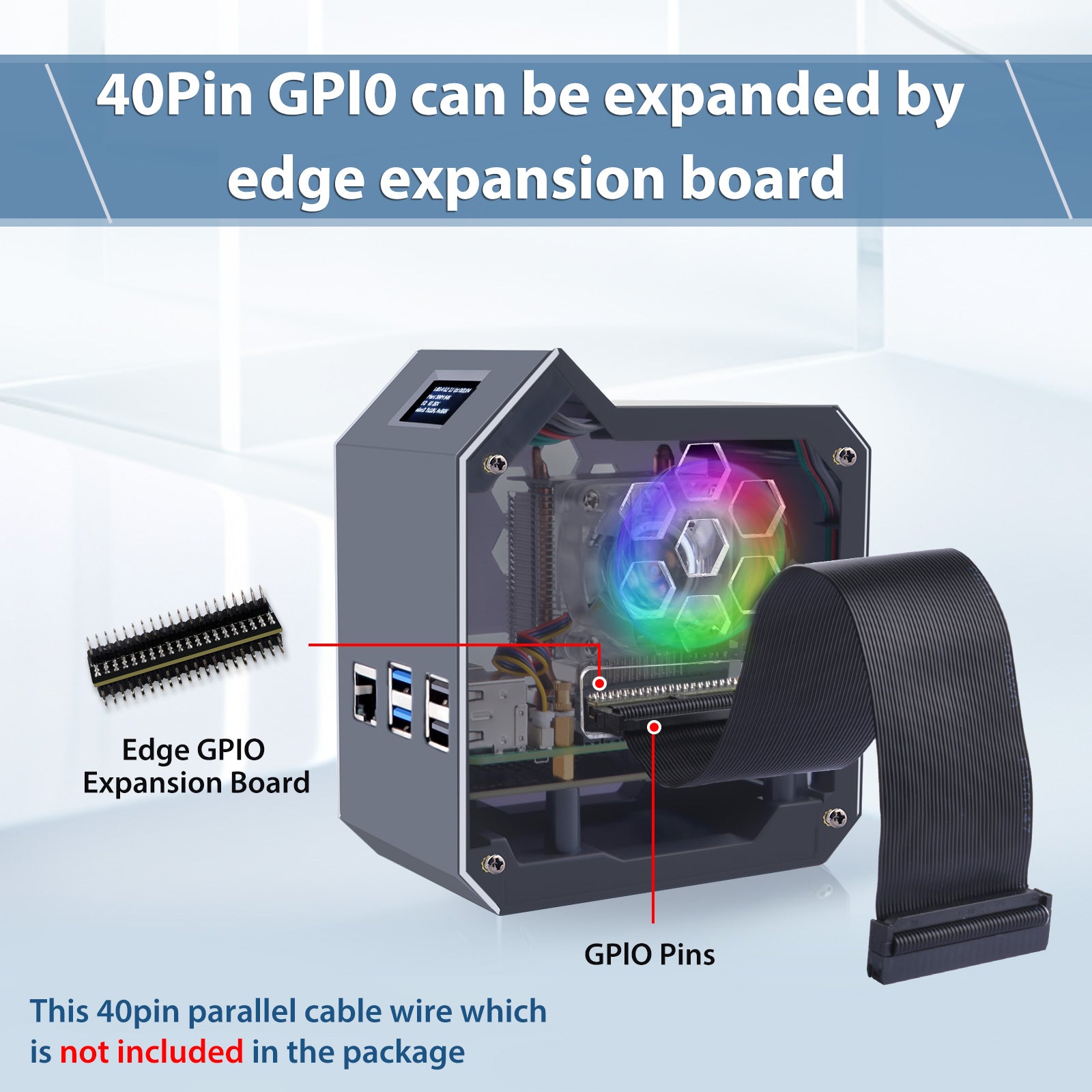 52Pi ABS Case Kit for Raspberry Pi 5, with N07 PCIe M.2 M-Key NVMe SSD ...