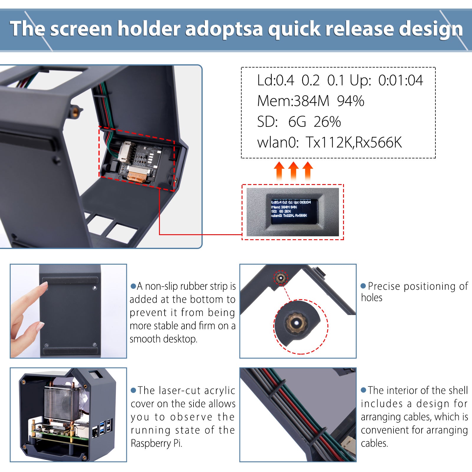 52Pi ABS Case Kit for Raspberry Pi 5, with N07 PCIe M.2 M-Key NVMe SSD ...