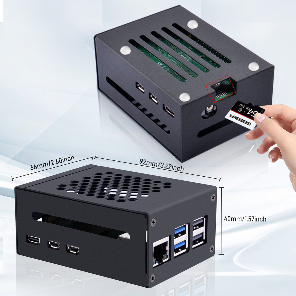 52Pi Raspberry Pi 5 Metal Case Compatible with N04 N05 M.2 NVMe to PCL ...