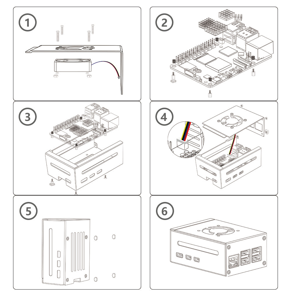 52Pi Raspberry Pi 5 Metal Case with Cooling Fan and Heatsinks Support ...