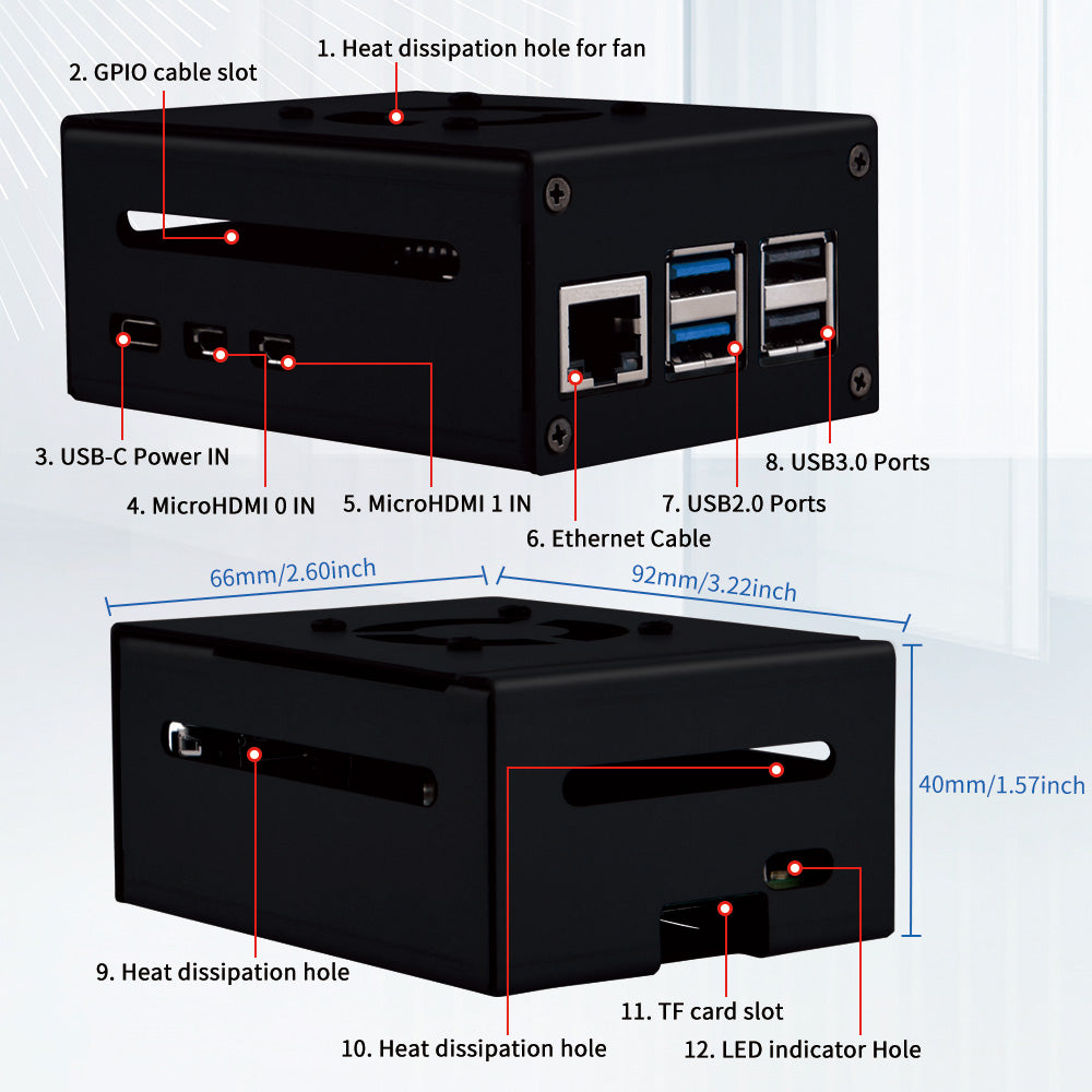 52Pi Raspberry Pi 5 Metal Case with Cooling Fan and Heatsinks Support ...