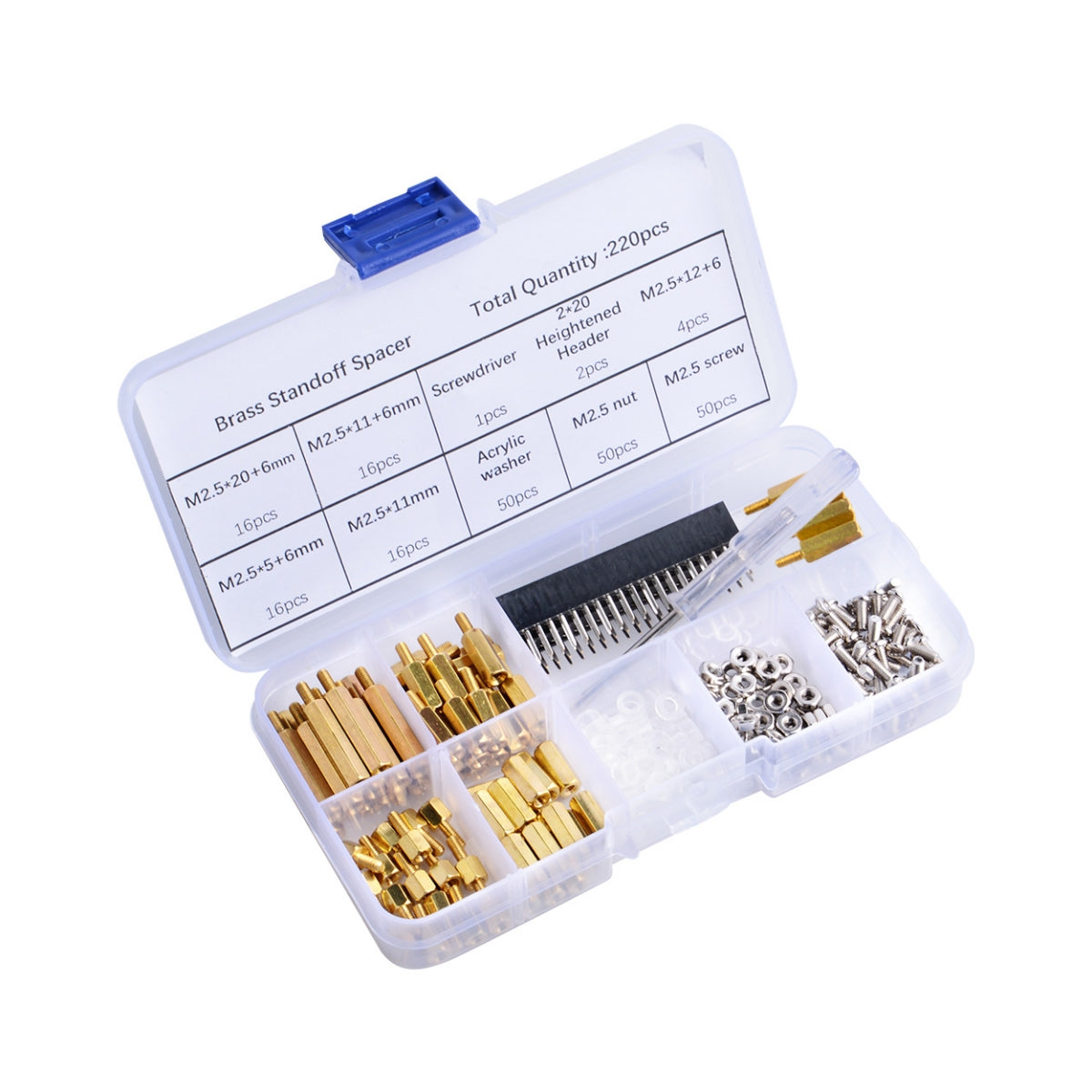 52Pi Raspberry Pi Screws Kit 220pcs Waterproof M2.5 Copper Steel Hex S ...