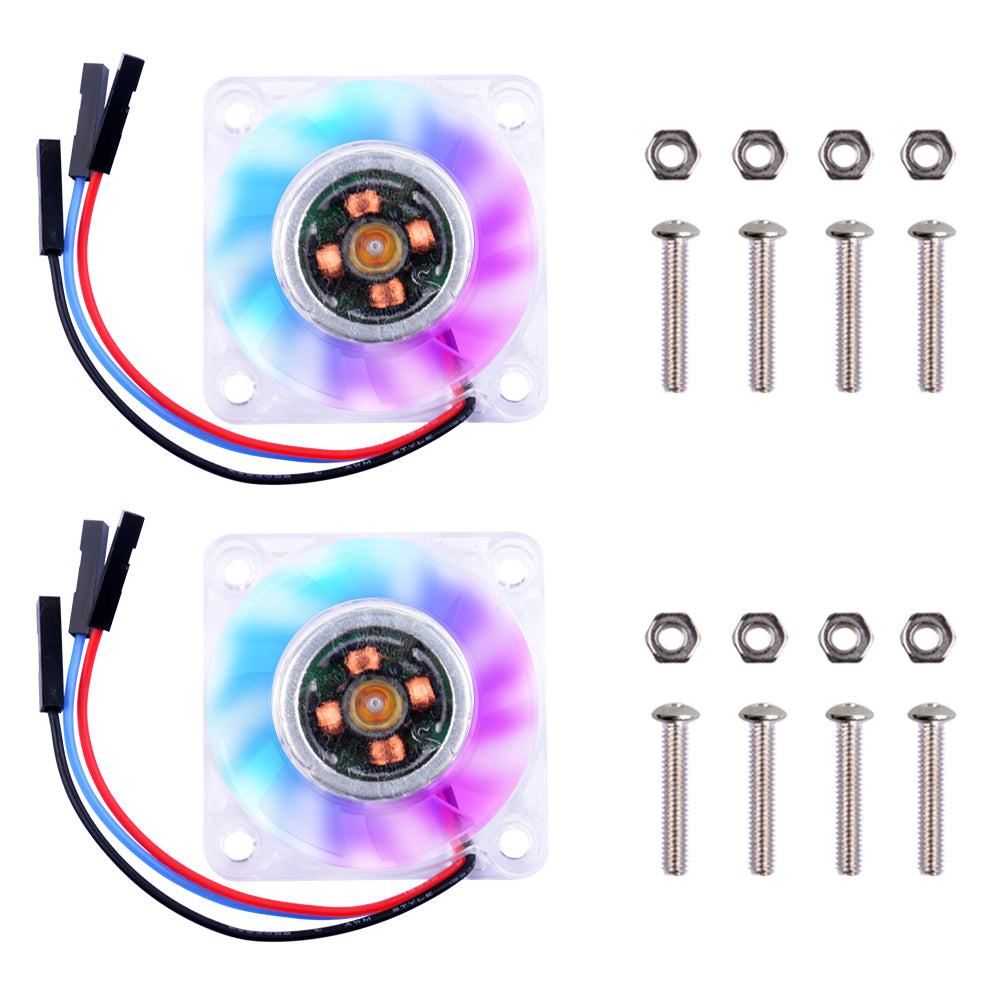 2 Set DC 5V Adjustable Speed 4010 LED 3 Wires Silent Cooling Fan Kit ...