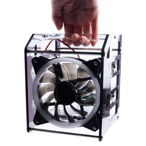 52Pi Rack Tower Acrylic Cluster Case (4 Layer) LED RGB Light Large Coo ...