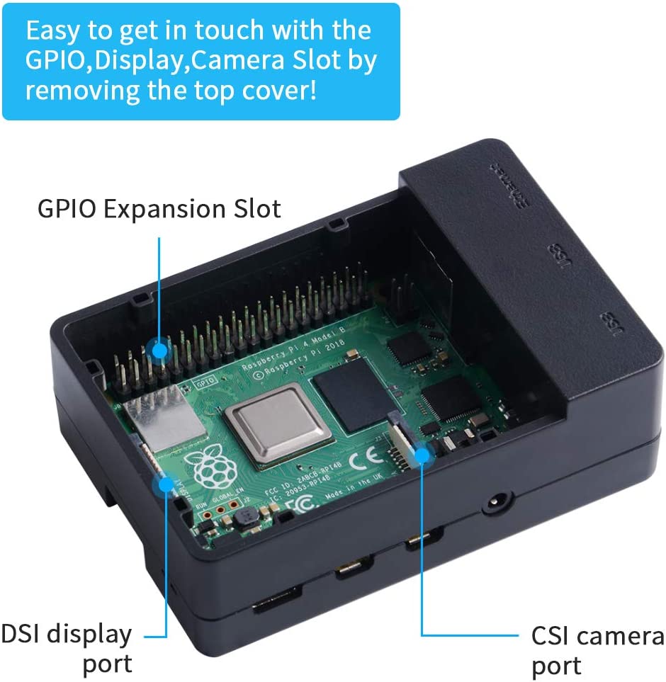 Raspberry Pi 4B H4 Black Plastic Case ABS Case with PWM Cooling 4010 Fan Heatsink – 52Pi Store