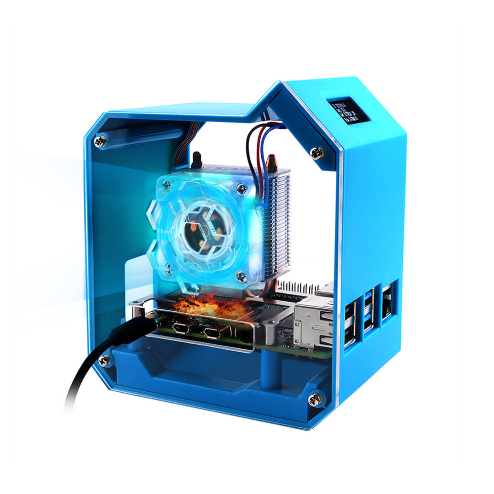 52Pi ABS Mini Tower RGB Cooling Fan With 0.96 OLED Screen Case Kit for ...