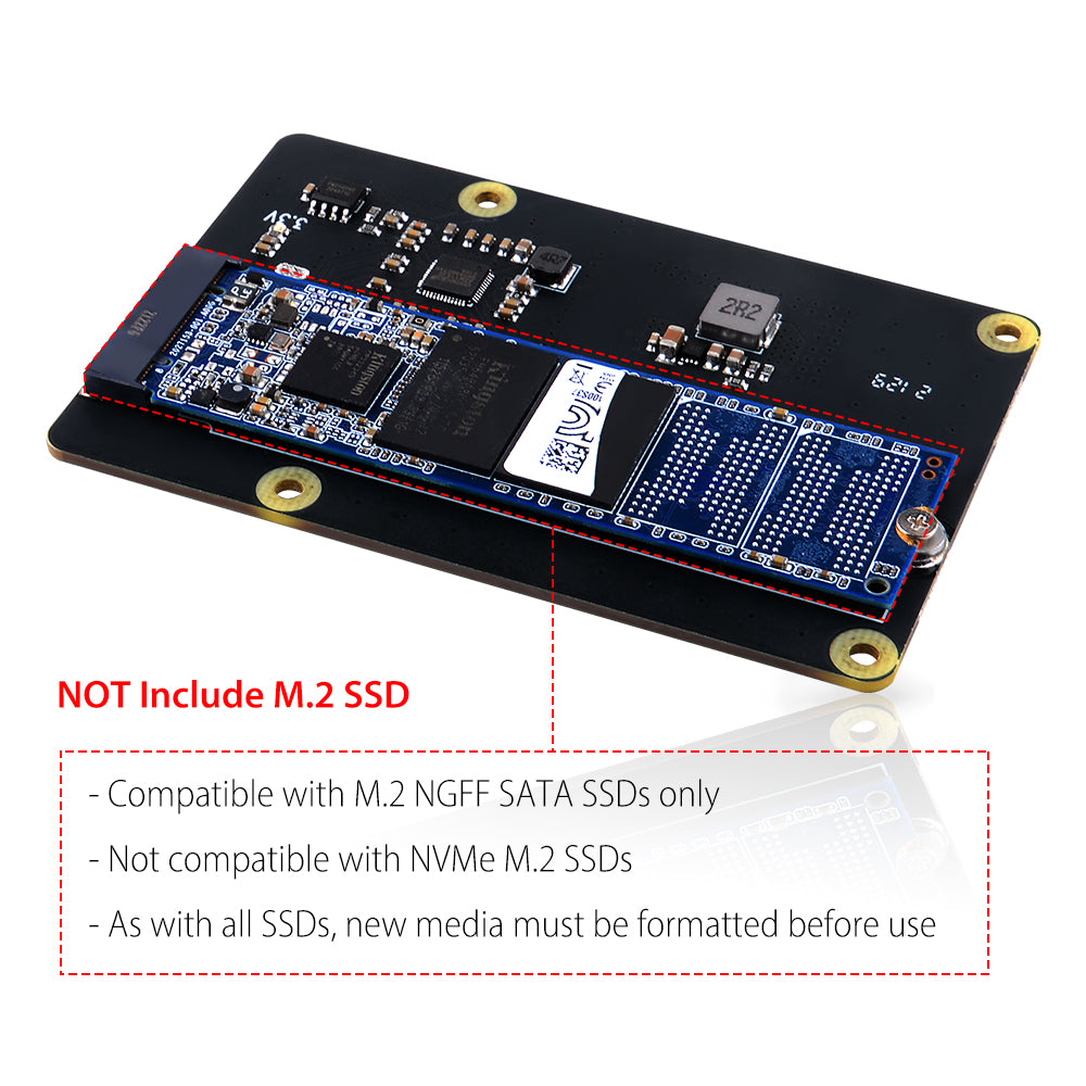 52Pi X862 V2.0 M.2 NGFF SATA SSD Storage Expansion Board with USB 3.1 ...