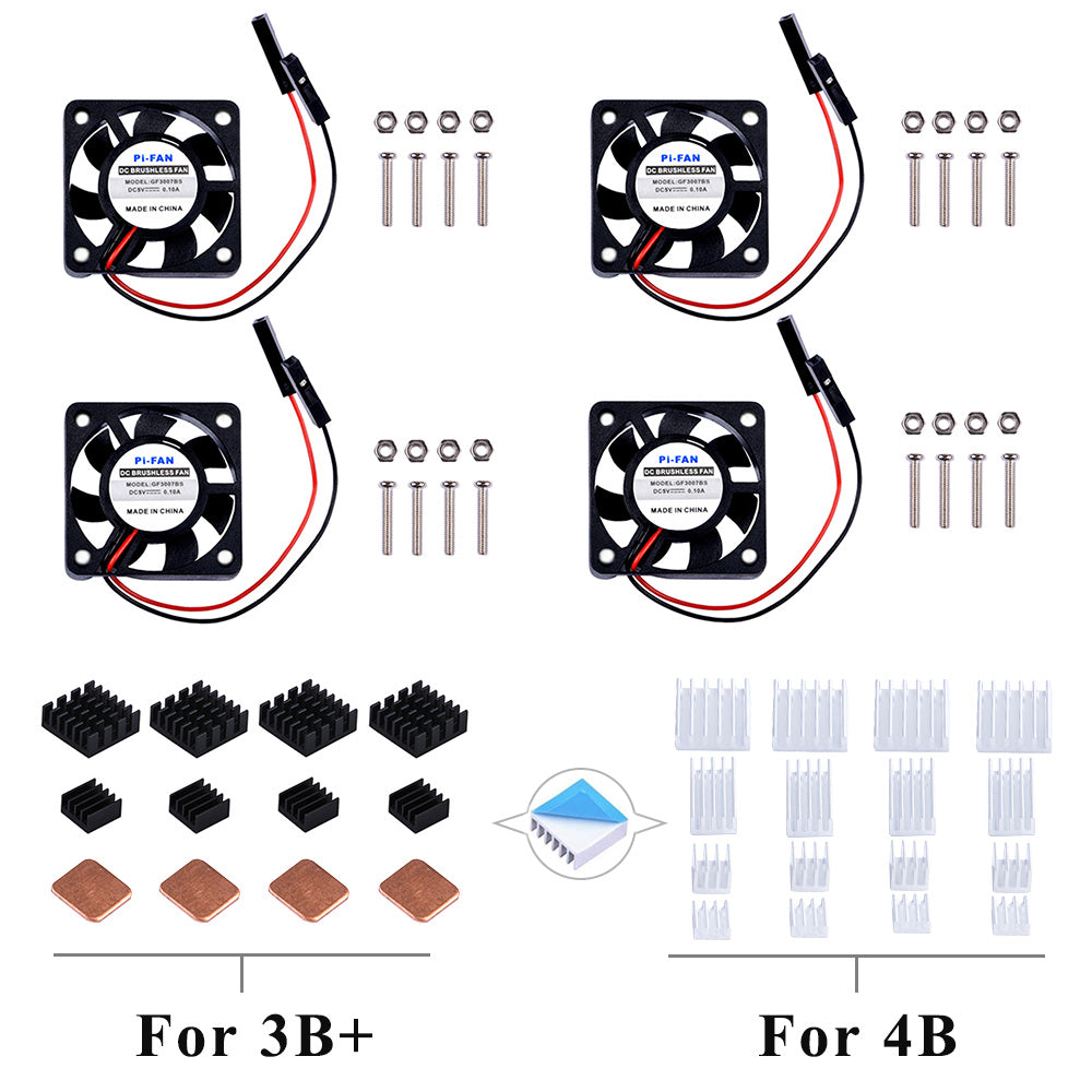52Pi DC 5V Cooling Fan ( 30*30*7mm) Heatsink Kit for Raspberry Pi ...