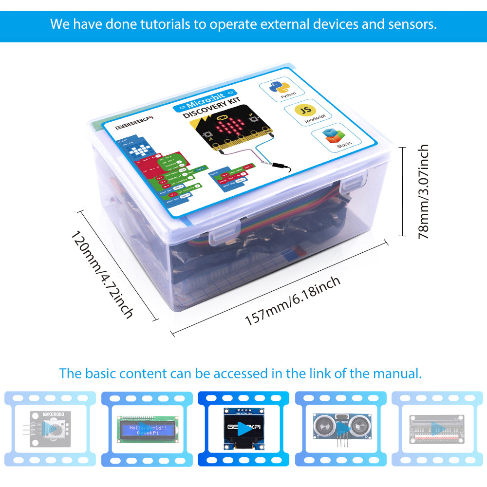 52Pi BBC Micro:bit Basic Starter Kit (V2 Included), Blocks and Python ...
