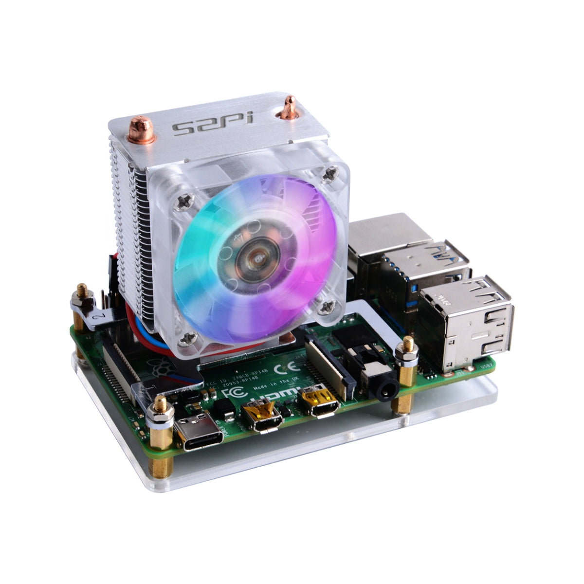 Raspberry Pi 4 B / 3B+ ICE Tower CPU RGB LED Light Cooling Fan – 52Pi Store